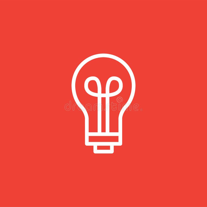 Light Bulb Icon on Red Background. Red Flat Style Vector Illustration ...