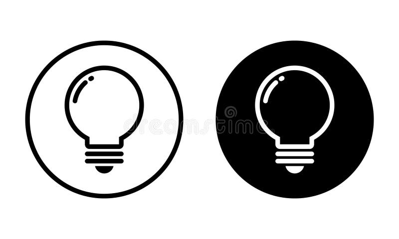 Light Bulb Line Icon Vector on Black Circle. Lightbulb Sign Symbol ...