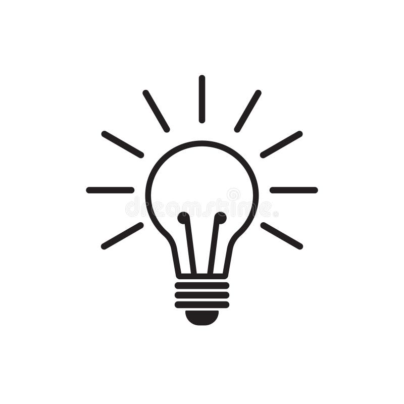 Light Bulb Line Icon Vector, Isolated on White Background. Idea Icon ...