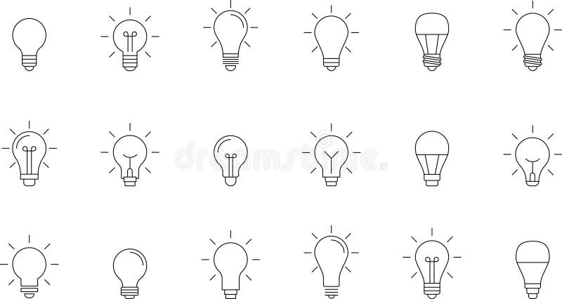 Light Bulb Line Icon Vector, Isolated on White. Idea Sign, Solution ...