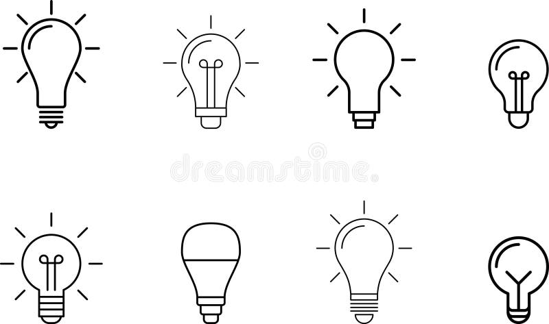 Light Bulb Line Icon Vector, Isolated on White. Idea Sign, Solution ...