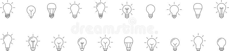 Light Bulb Line Icon Vector, Isolated on White. Idea Sign, Solution ...