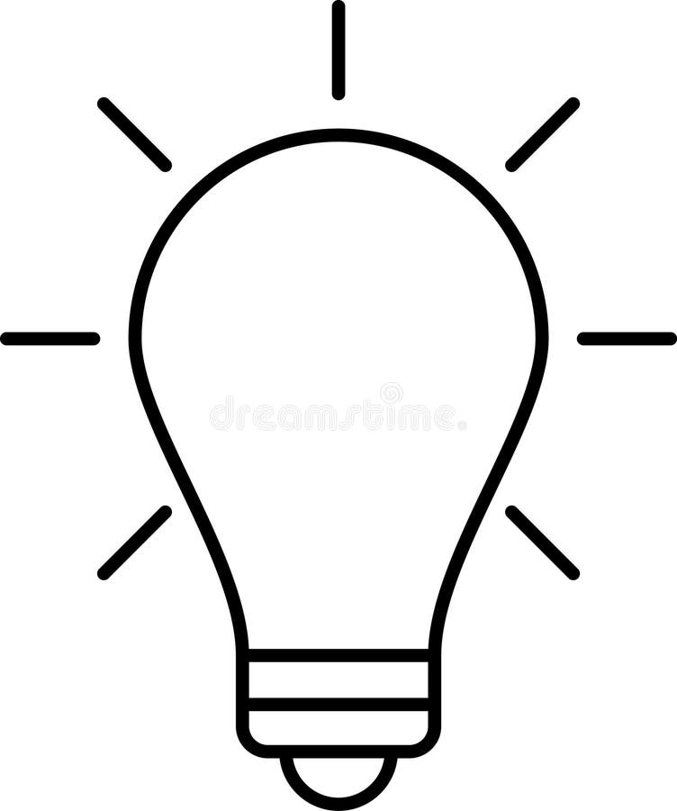 Light Bulb Line Icon Vector, Isolated on White. Idea Sign, Solution ...