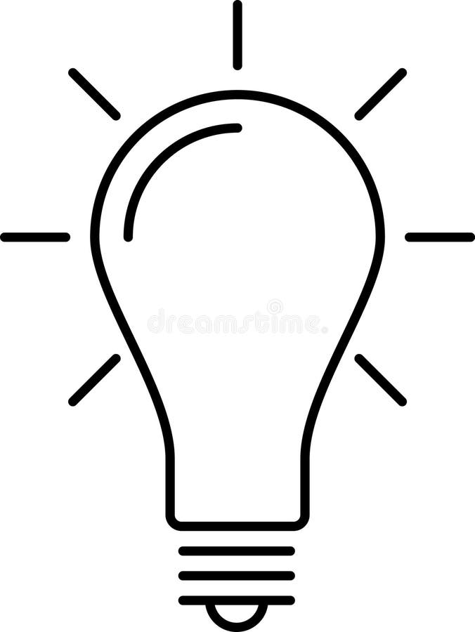 Light Bulb Line Icon Vector, Isolated on White. Idea Sign, Solution ...