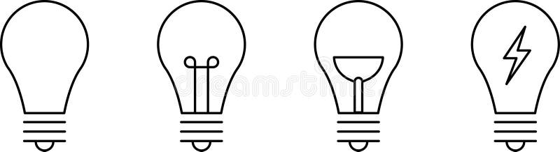 Light Bulb Line Icon Vector, Isolated on White. Idea Sign, Solution ...