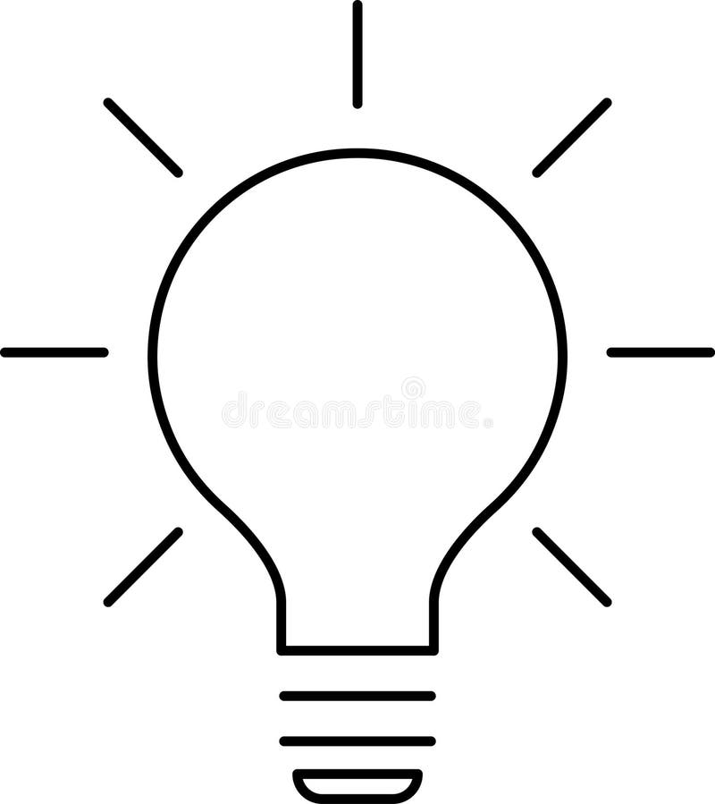 Light Bulb Line Icon Vector, Isolated on White. Idea Sign, Solution ...