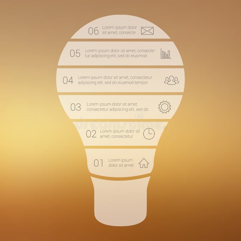 Light Bulb Line Infographic. Stock Vector - Illustration of connected ...