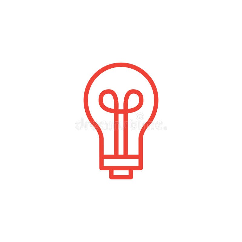 Light Bulb Line Red Icon on White Background. Red Flat Style Vector ...