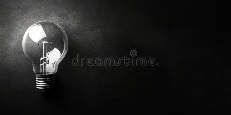 A Light Bulb is Lit Up on a Black Background Stock Illustration ...