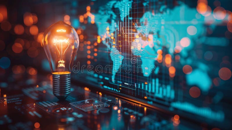 A Light Bulb is Lit Up on a Computer Monitor Stock Image - Image of ...
