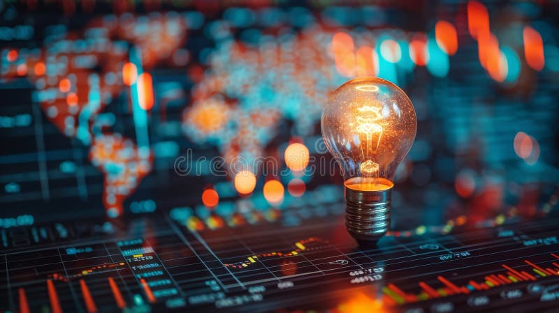 Light Bulb Lit Up Computer Screen Globe Background Stock Photos - Free ...