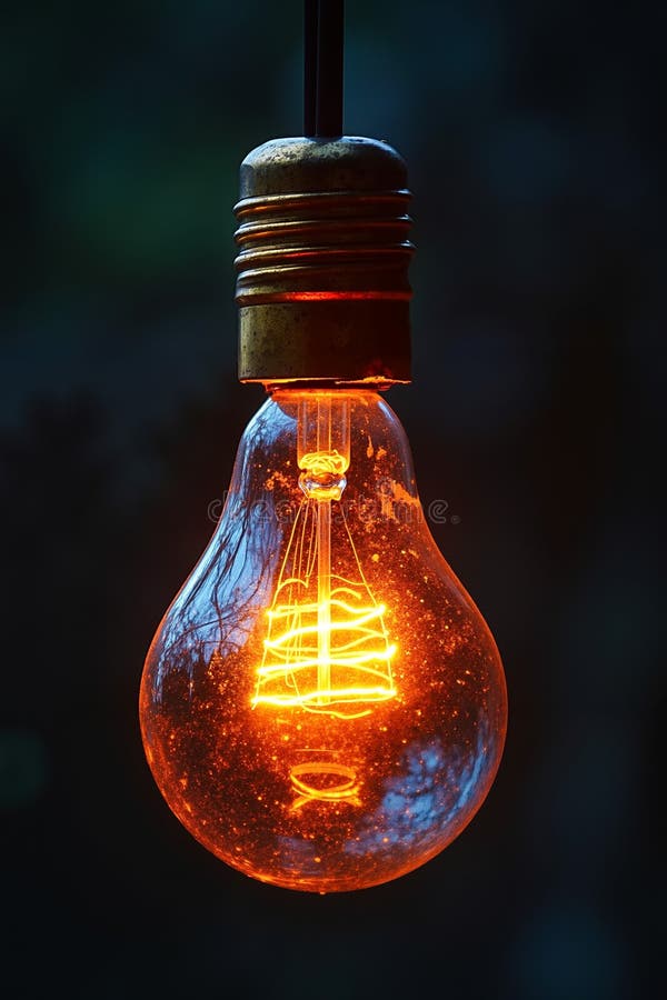 A Light Bulb that is Lit Up in the Dark Stock Image - Image of creating ...
