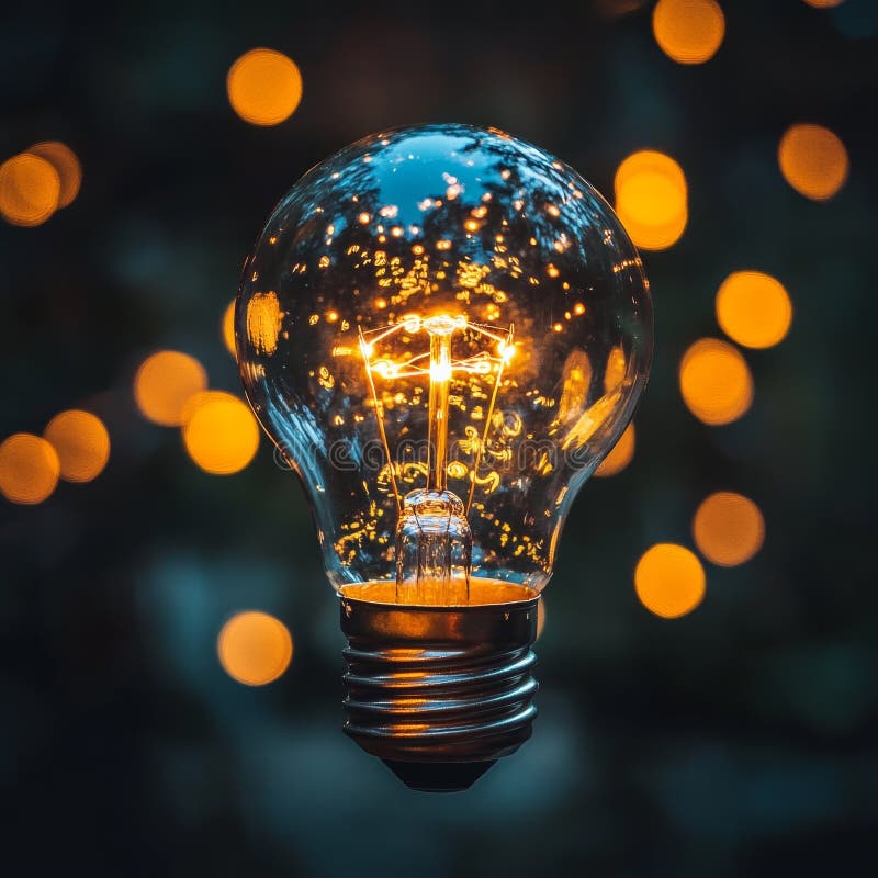 Light Bulb is Lit Up in a Dark Room Stock Illustration - Illustration ...