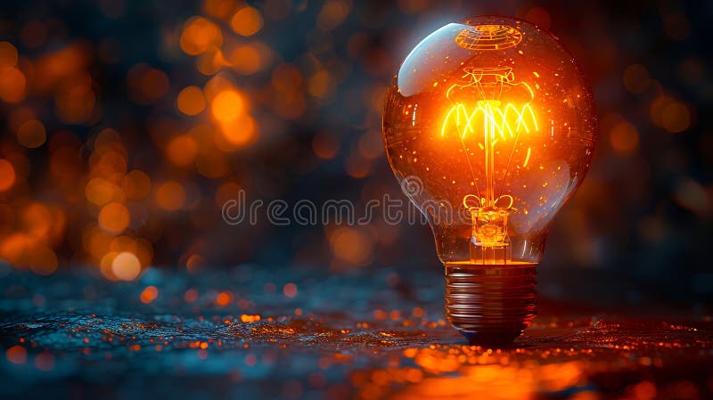 A Light Bulb is Lit Up on a Dark Surface Stock Image - Image of light ...