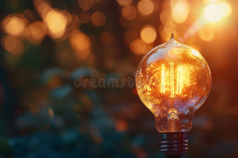 A Light Bulb is Lit Up in a Forest Setting Stock Image - Image of ...