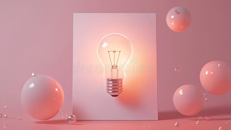 A Light Bulb is Lit Up in Front of a White Background Stock Image ...