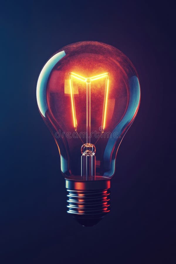 A Light Bulb is Lit Up and is Glowing in the Dark Stock Photo - Image ...