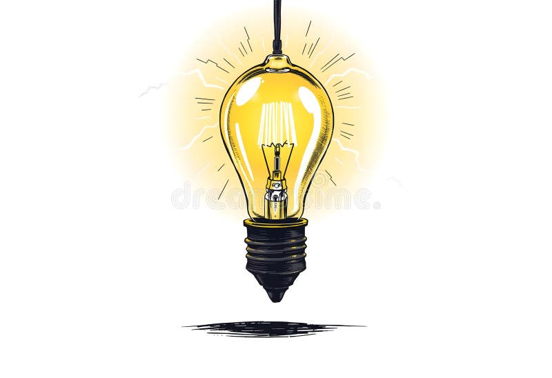 A Light Bulb is Lit Up and is Hanging from a Wire Ai Generated Stock ...