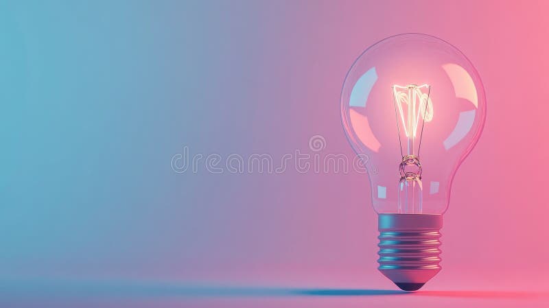 A Light Bulb is Lit Up on a Purple Background Stock Image - Image of ...