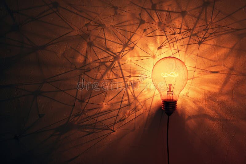 A Light Bulb is Lit Up in a Room with a Dark Background Stock Photo ...