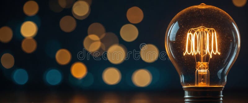 A Light Bulb is Lit Up and Shining Brightly. Stock Photo - Image of ...