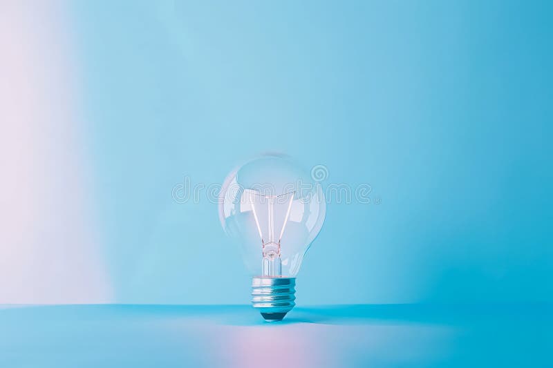 Light Bulb Lit Up Sitting Blue Surface Stock Photos - Free & Royalty ...