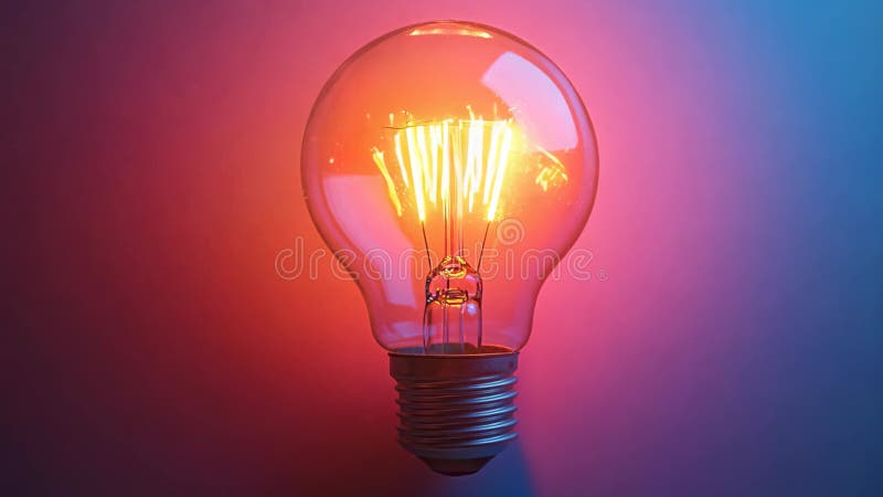 A Light Bulb is Lit Up and is Sitting on a Red Background Stock Video ...