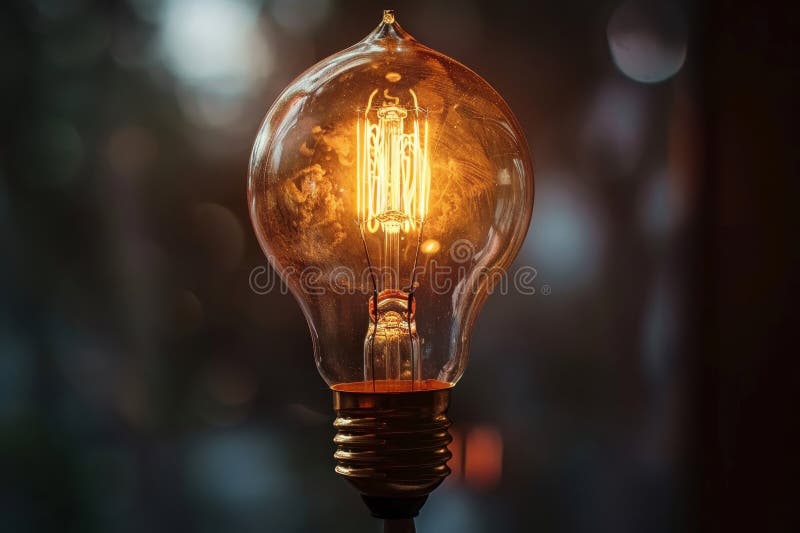 A Light Bulb is Lit Up and is Sitting on a Table Stock Image - Image of ...