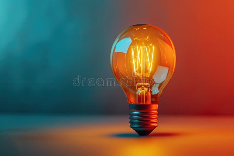 A Light Bulb is Lit Up and is Sitting on a Table. Idea and Creative ...