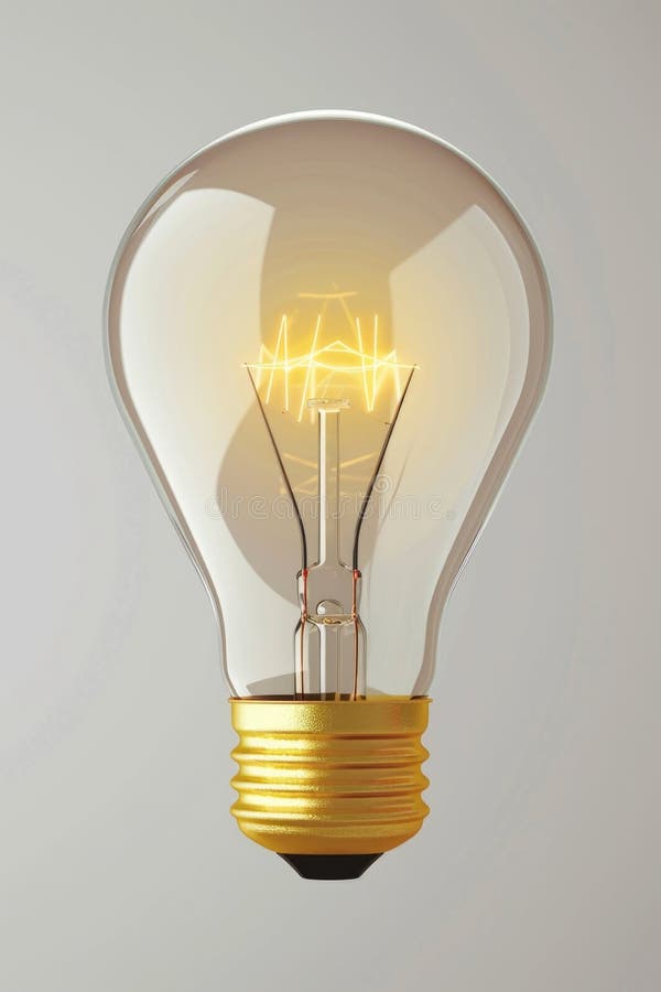 A Light Bulb is Lit Up and is Sitting on a White Background Stock Photo ...