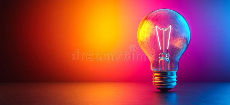 A Light Bulb is Lit Up on a Table Stock Image - Image of creativity ...