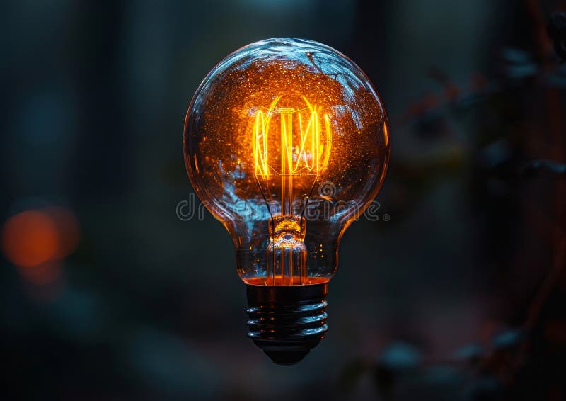 Light Bulb is Lit Up with Yellow Light Stock Image - Image of equipment ...