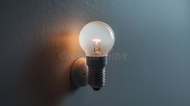 A Light Bulb is Lit on a Wall Mounted Lamp, AI Stock Photo - Image of ...