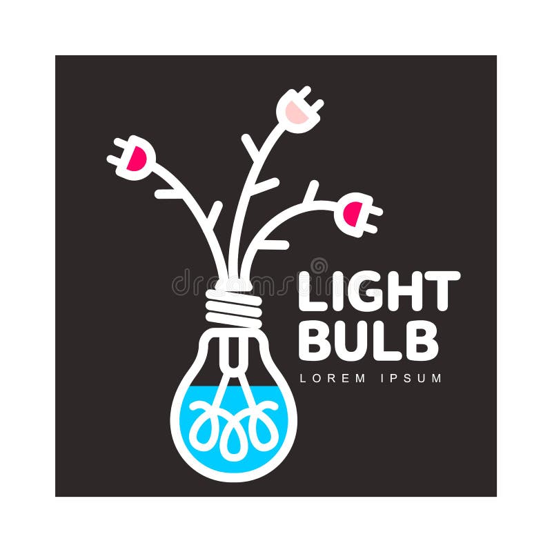 Light Bulb Logo with Flowers Formed by Cables and Plugs Stock Vector ...