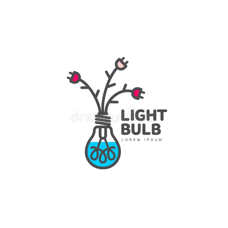 Light Bulb Logo with Flowers Formed by Cables and Plugs Stock Vector ...