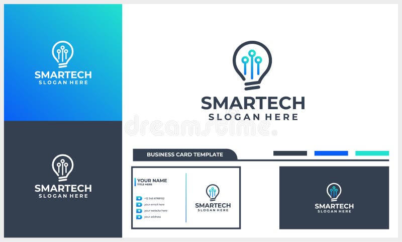 Light Bulb Logo with Tech Symbol Logo Template with Line Art Style ...