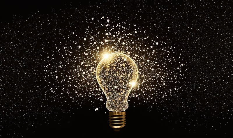 A Light Bulb with a Lot of Stars Coming Out of it Stock Illustration ...