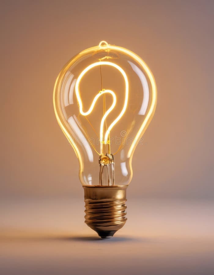 Light Bulb with a Luminous Thread in the Form of a Question Mark Stock ...