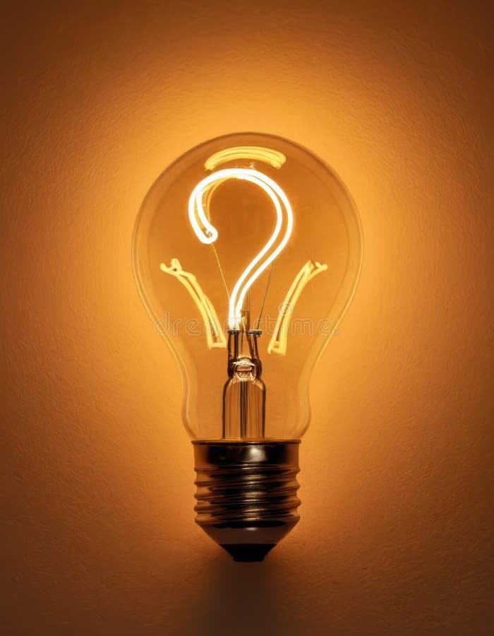 Light Bulb with a Luminous Thread in the Form of a Question Mark Stock ...