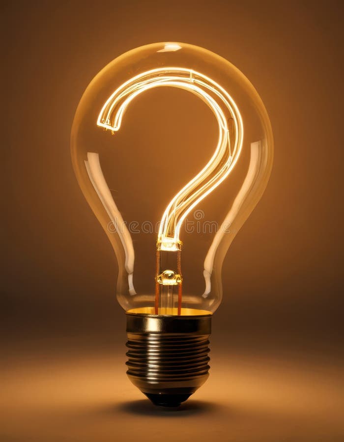 Light Bulb with a Luminous Thread in the Form of a Question Mark Stock ...