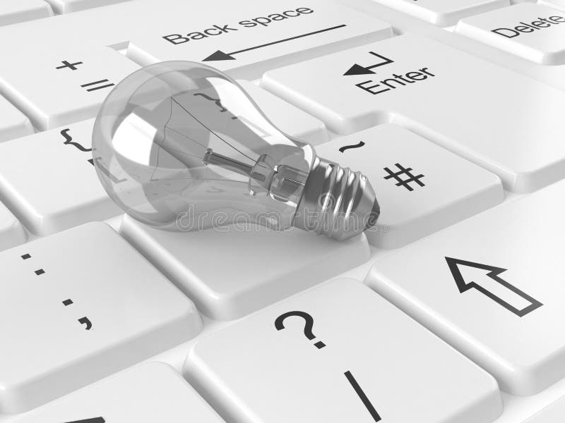 Light Bulb Lying on Computer Keyboard Stock Illustration - Illustration ...