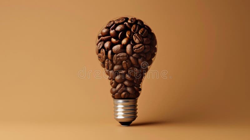 Light Bulb Made of Coffee Beans on Beige Background, Creative Concept ...