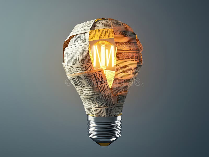 A Light Bulb Made from Newspaper Strips Symbolizing the Illumination ...