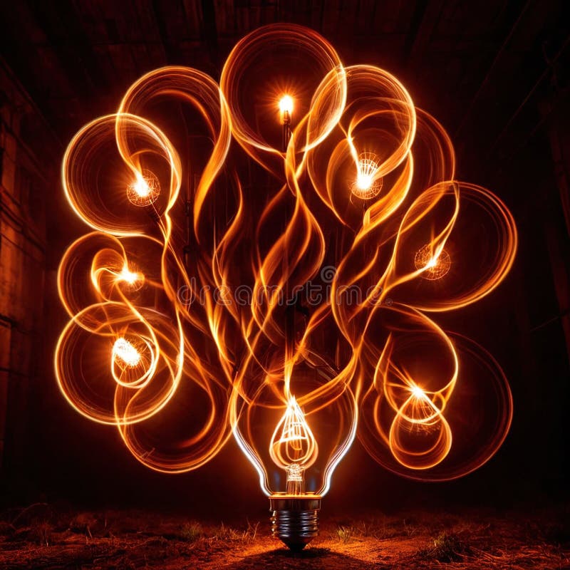 Light Bulb Made of Light Painting, Light Streaks Stock Illustration ...