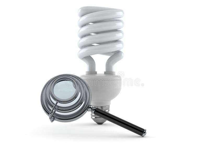 Light Bulb with Magnifying Glass Stock Illustration - Illustration of ...