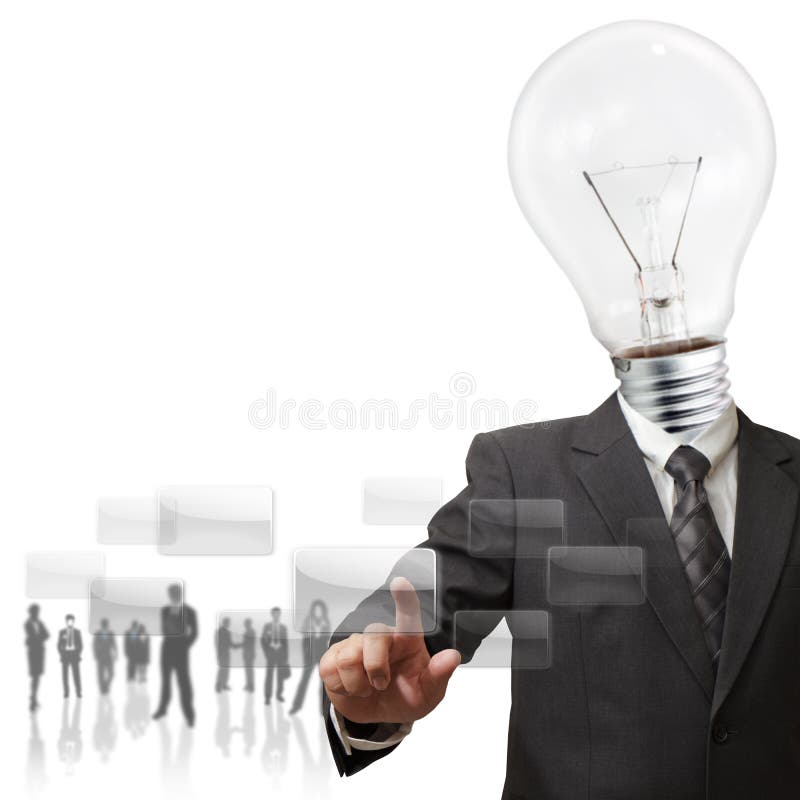 Light bulb man touching stock photo. Image of manager - 26521062