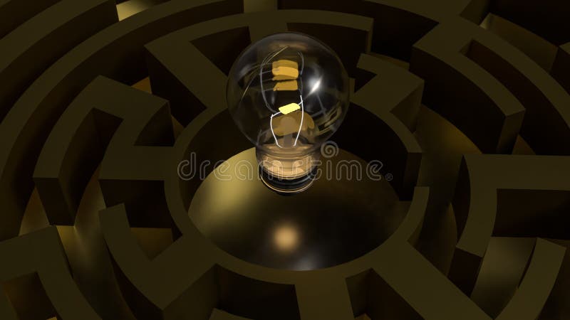 The Light Bulb and Maze for Creative Concept 3d Rendering Stock ...