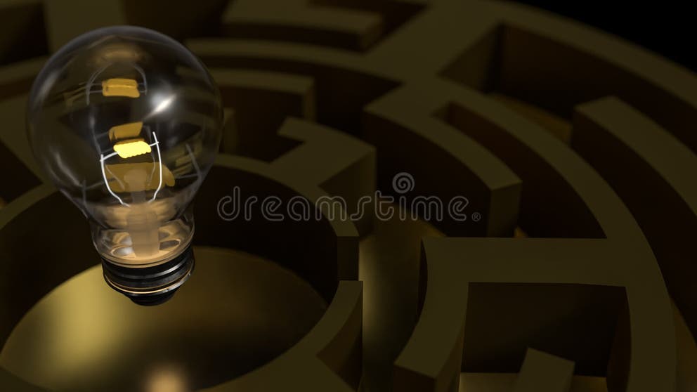 The Light Bulb and Maze for Creative Concept 3d Rendering Stock ...