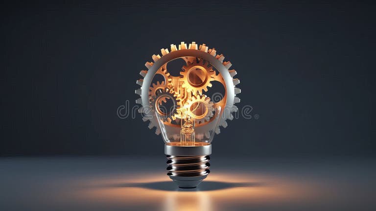 A Light Bulb with Mechanical Gears Inside. Generative Ai Stock Image ...