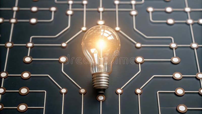 Light Bulb Merging with a Circuit Network Signifying Innovative ...